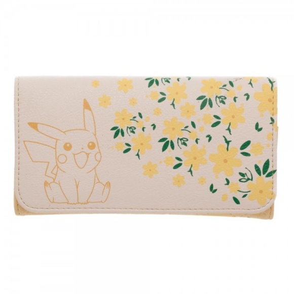 Bioworld | Bags | Pokemon Pikachu Floral Flap Wallet Womens Girls ...